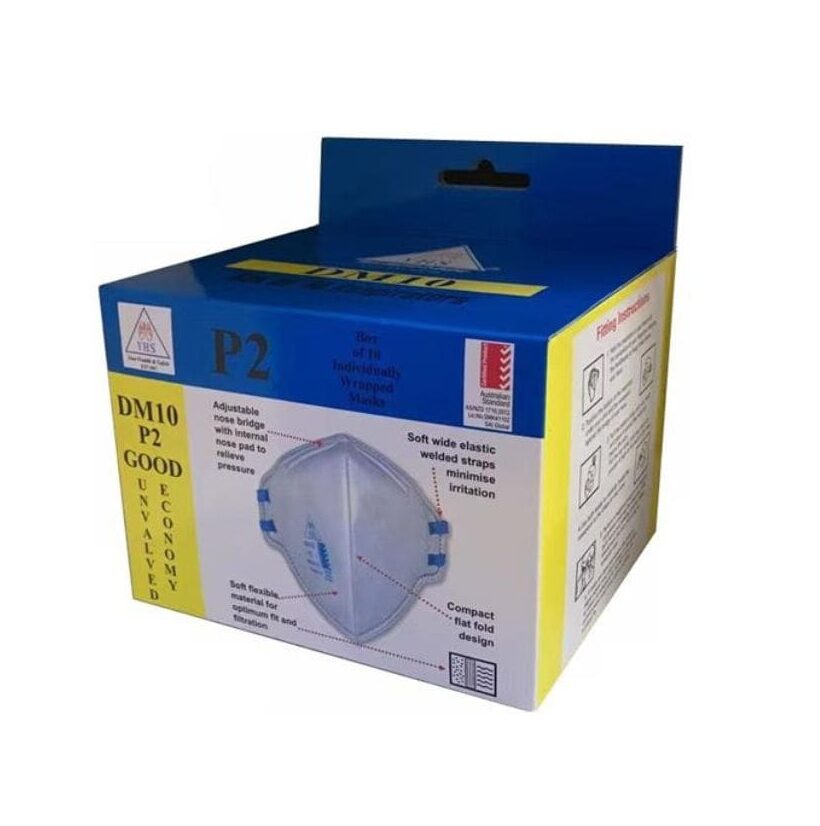 YHS DM10 P2 Flat Fold Mask Box of 10 - Integrated Safety Group